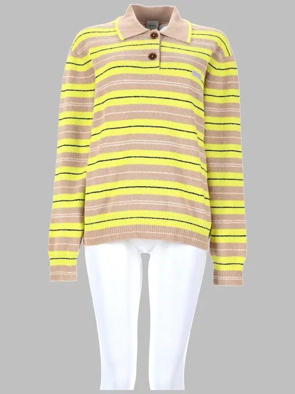 Paul Smith Striped Knit Long Sleeve Polo Sweater - Yellow