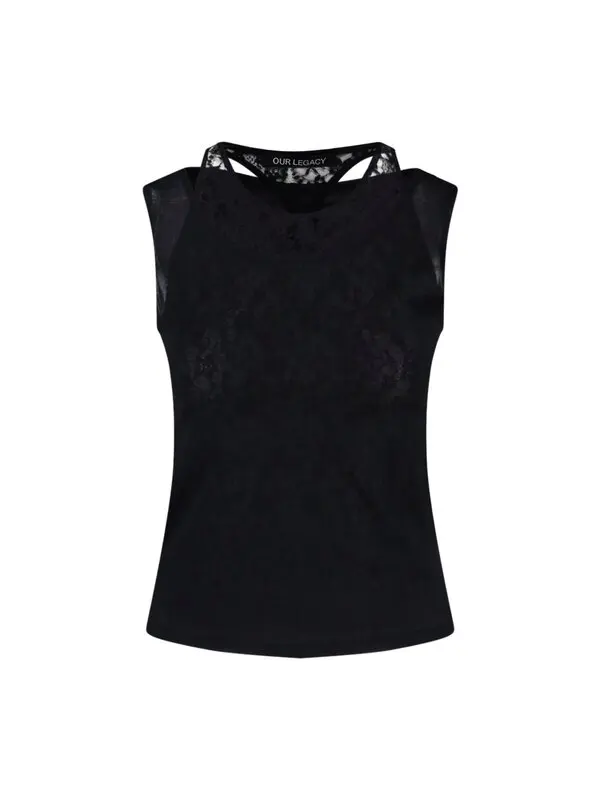 Our Legacy Sheer Lace High Neck Sleeveless Top