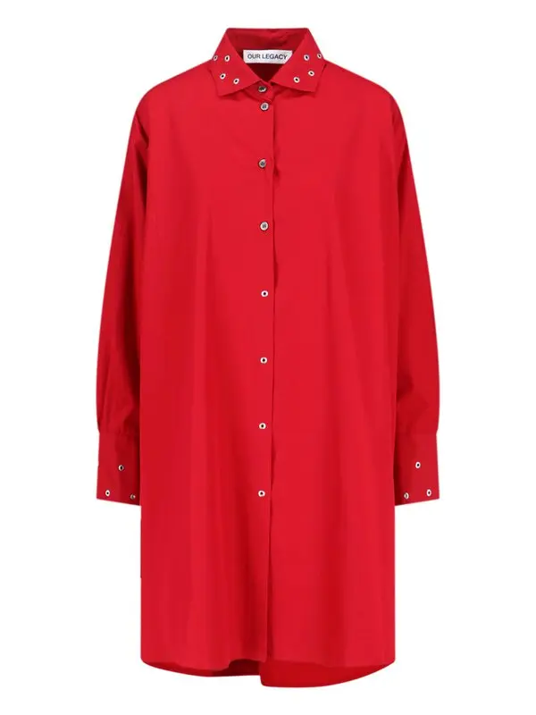 Our Legacy Studded Collar Shirt Dress - Red