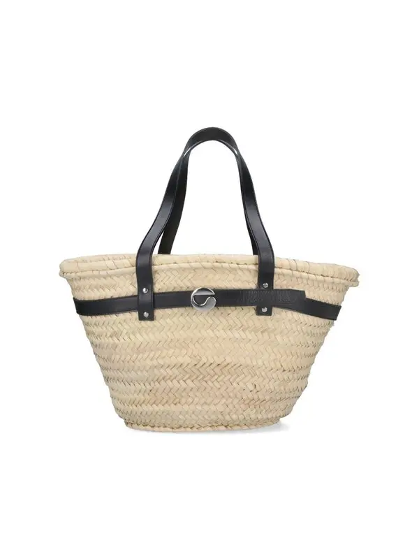 Coperni Lightweight Palm And Leather Tote Bag - Beige