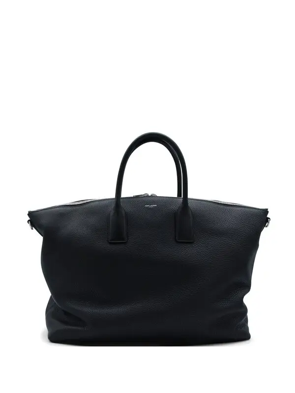 Saint Laurent Textured Leather Bowling Tote - Black
