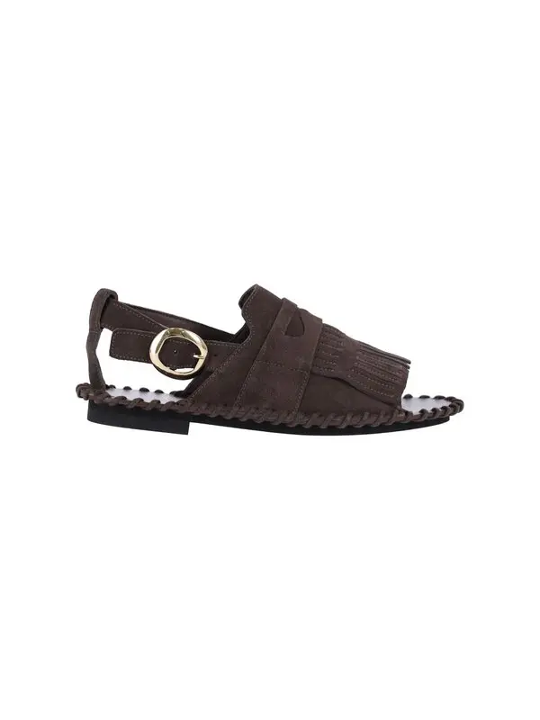 ALEXANDER HOTTO Flat Sandals With Buckle Detailing - Brown