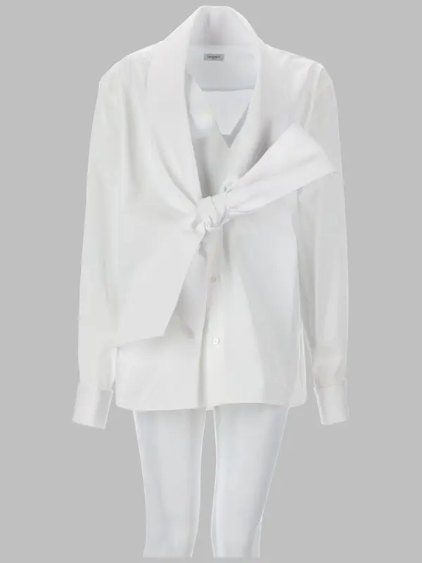 Saint Laurent Lavallière Collar Poplin Shirt - White