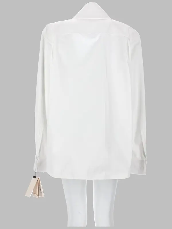 Saint Laurent Lavallière Collar Poplin Shirt - White