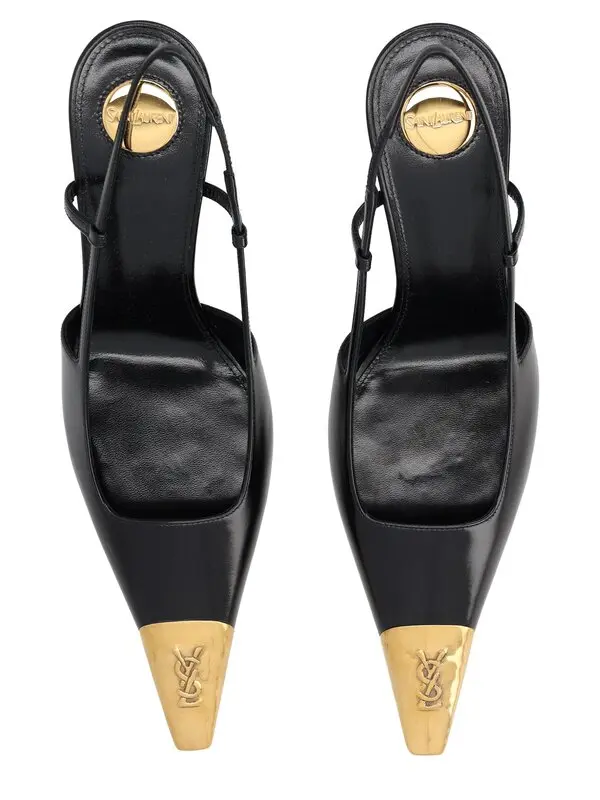 Saint Laurent Décolleté "jeanne" Con Punta In Metallo