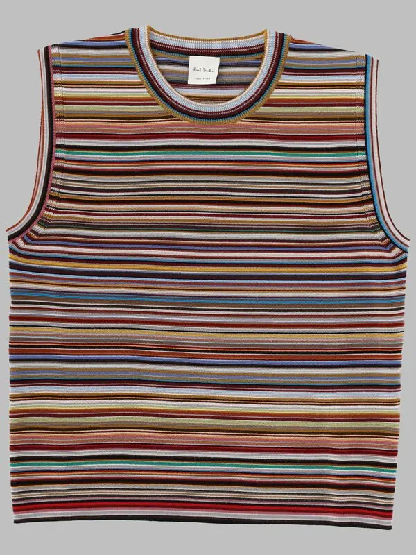 Paul Smith Sleeveless Knit Top With Signature Stripe