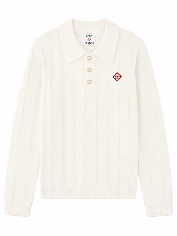 Casablanca Polo A Manica Lunga In Boucl - White