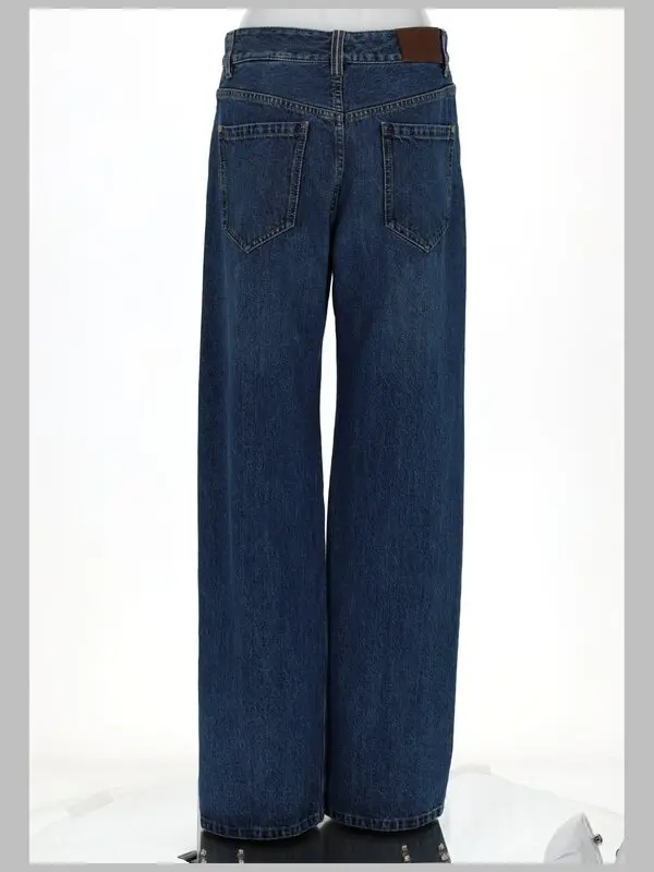 Brunello Cucinelli Pantalone "contemporary Loose" In Denim Authentic Con Monile