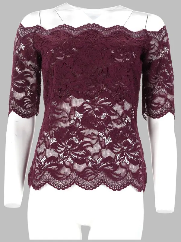 Rabanne Off-the-shoulder Lace Top - Bordeaux