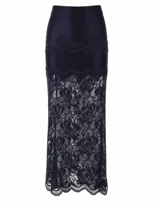 Rabanne Midi Skirt In Lace And Jersey