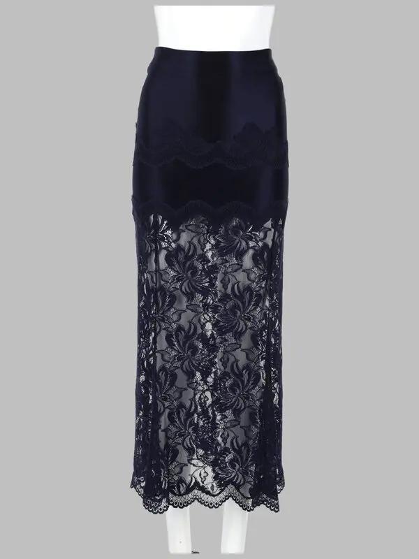 Rabanne Midi Skirt In Lace And Jersey