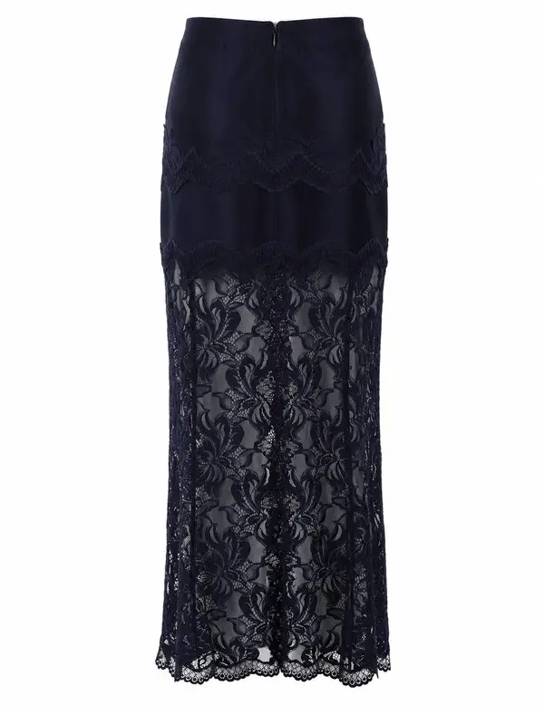 Rabanne Midi Skirt In Lace And Jersey