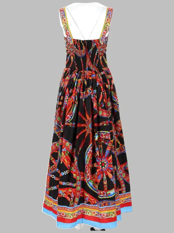 Dolce & Gabbana Abito Lungo In Popeline Con Stampa
