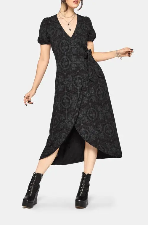 DISTURBIA Cameo Floral Printed Wrap Midi Dress