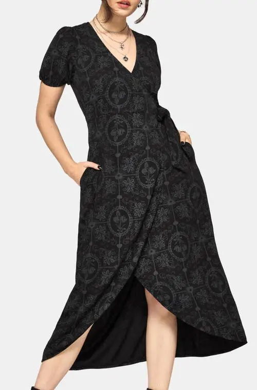 DISTURBIA Cameo Floral Printed Wrap Midi Dress