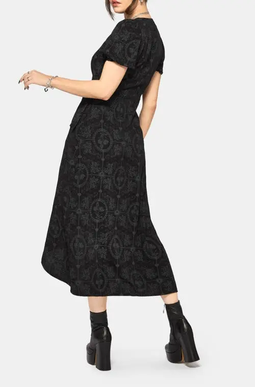 DISTURBIA Cameo Floral Printed Wrap Midi Dress