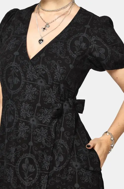 DISTURBIA Cameo Floral Printed Wrap Midi Dress