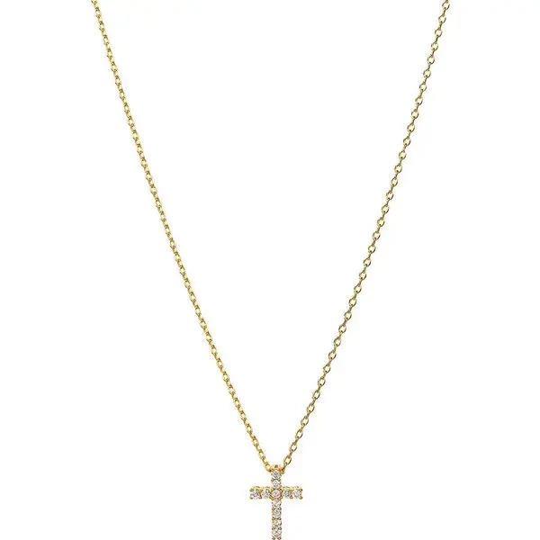 BEARFRUIT JEWELRY 14k Plated Aveline Crystal Cross Necklace Timeless Faith - Gold
