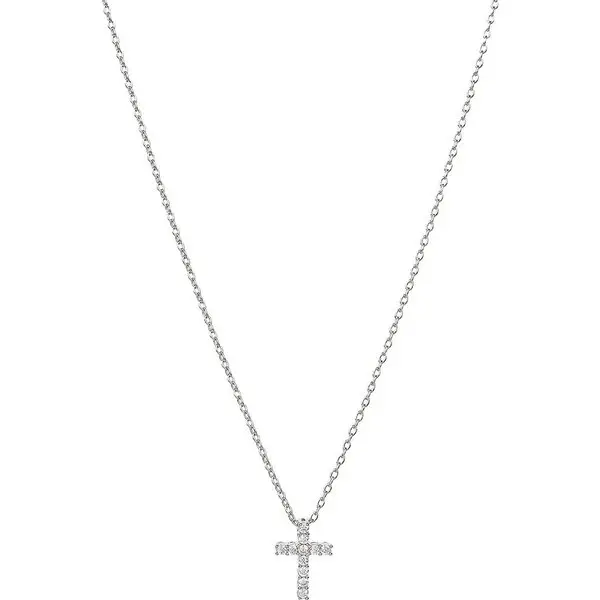 BEARFRUIT JEWELRY 14k Plated Aveline Crystal Cross Necklace Timeless Faith - Silver