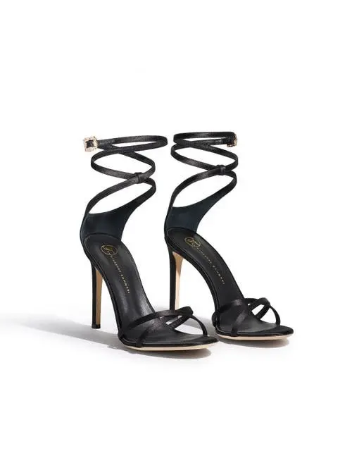TEMPERLEY LONDON Vixen Satin Strappy Sandals - Black