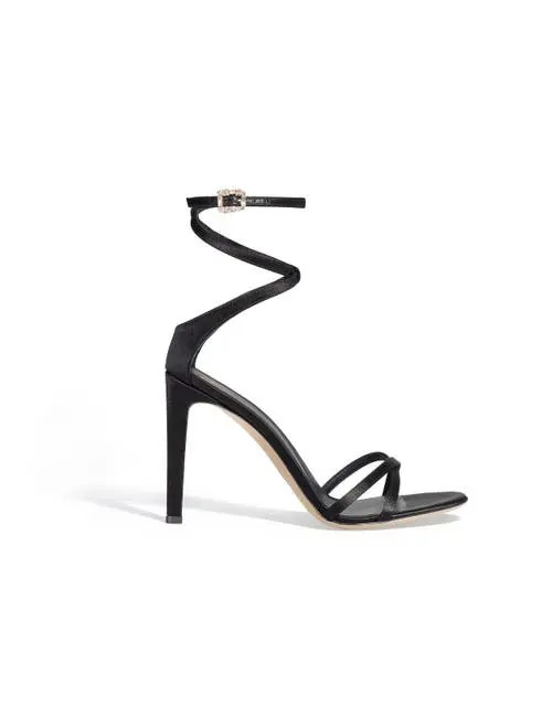 TEMPERLEY LONDON Vixen Satin Strappy Sandals - Black