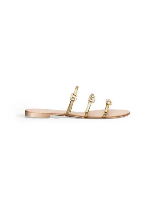 TEMPERLEY LONDON Eclipse Leather Flat Sandals - Gold