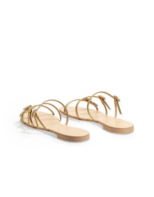 TEMPERLEY LONDON Eclipse Leather Flat Sandals - Gold
