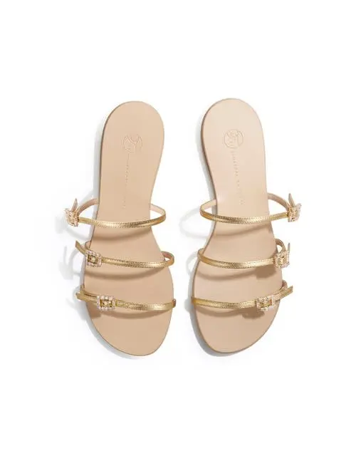 TEMPERLEY LONDON Eclipse Leather Flat Sandals - Gold
