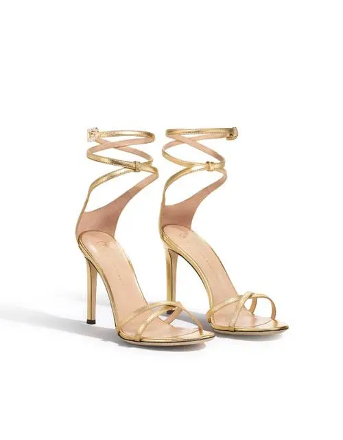 TEMPERLEY LONDON Vixen Leather Strappy Sandals - Gold
