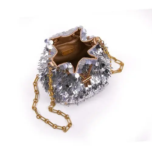 Badgley Mischka Piper Sequin And Bugle Bead Bucket Bag