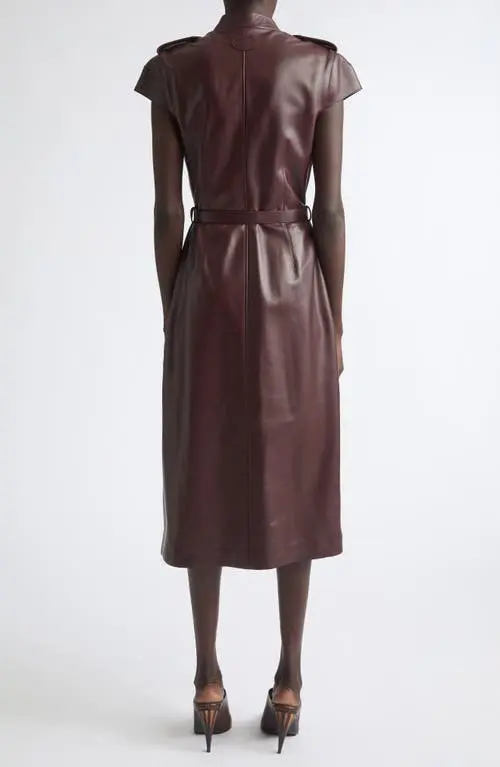 Alexander McQueen Leather Midi Shirtdress - Lacquer