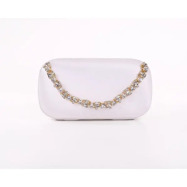 Badgley Mischka Celestine Satin Minaudiere With Crystal Necklace Handslip