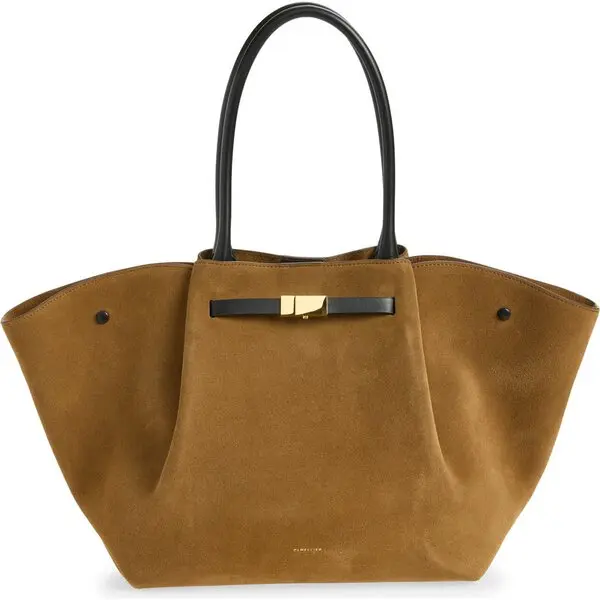 DEMELLIER The New York East/west Raffia Tote - Tobacco/black