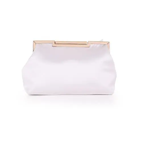 Badgley Mischka Visvien Satin Tie Pouch Clutch - White