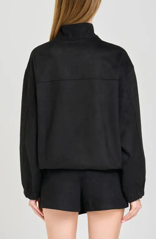 WAYF Parker Faux Suede Bomber Jacket - Black