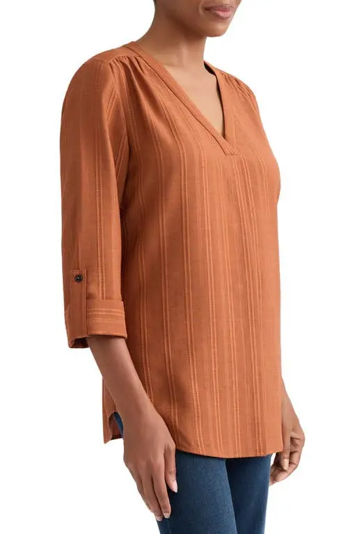 Jones New York Roll Tab Tunic Top