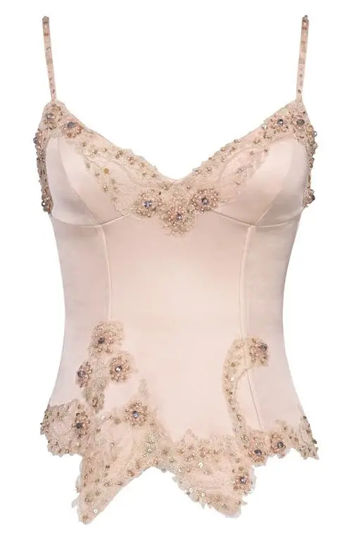 House Of Cb Saloma Embellished Satin Corset Top