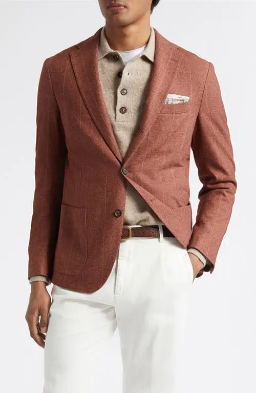 Eleventy Slim Fit Pinstripe Wool & Cotton Blend Sport Coat - 105 Amber