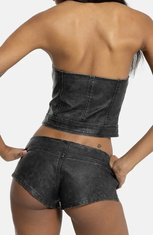 JADED LONDON Military Halter Faux Leather Top