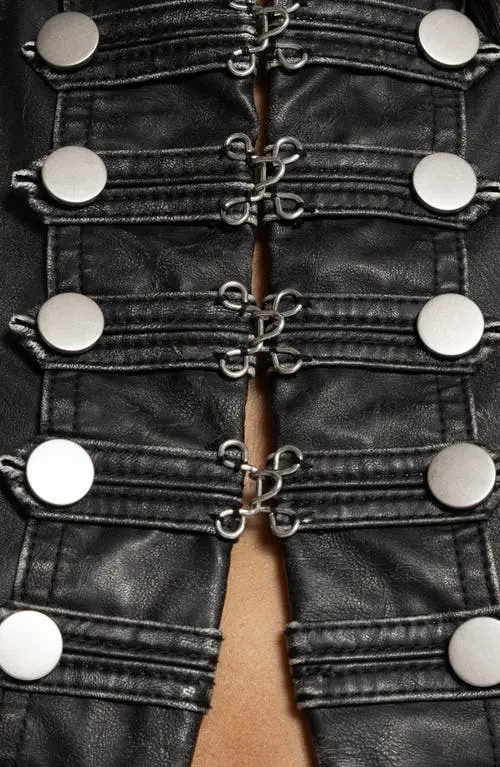 JADED LONDON Military Halter Faux Leather Top