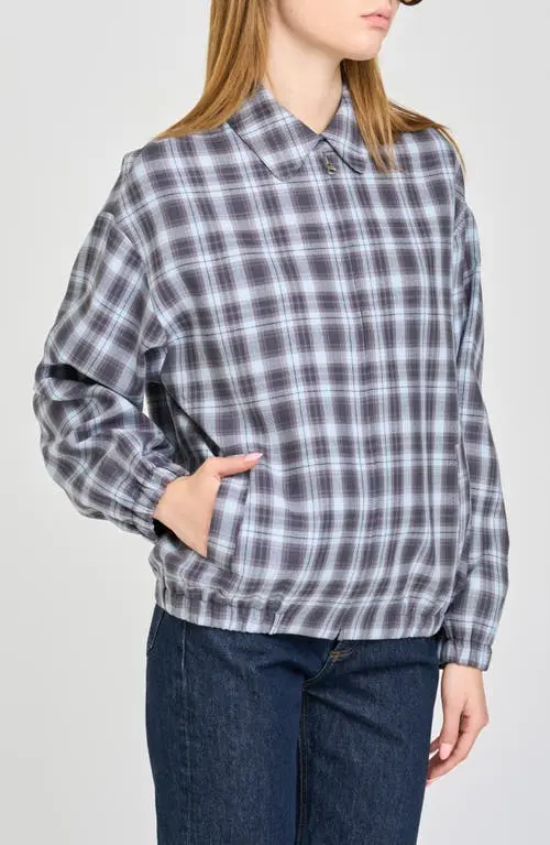 WAYF Adeline Plaid Cropped Bomber Jacket