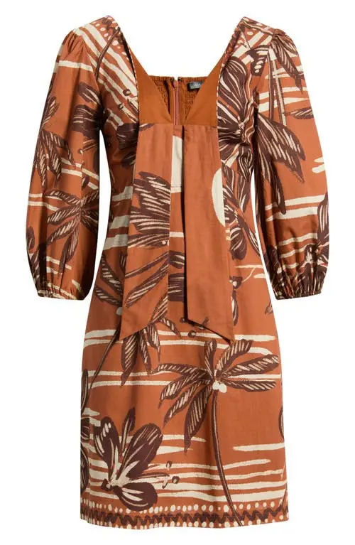 Julia Jordan Knotted Tie Tropical Print Mini Dress