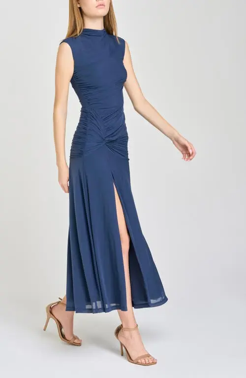 WAYF Sarielle Ruched Maxi Dress - Navy