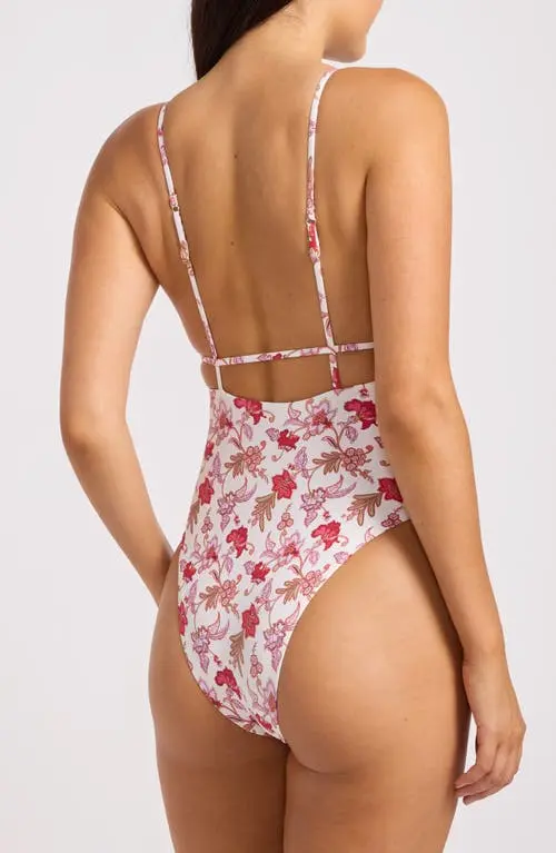Seafolly Floral V-neck One-piece Swimsuit
