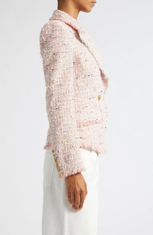Balmain Double-breasted Tweed Jacket With Fringed Lapels
