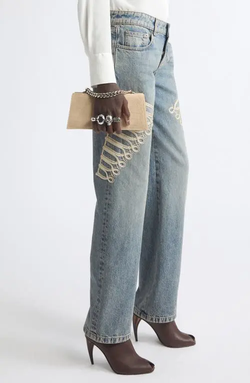 Alexander McQueen Mini Jeweled Croc Embossed Suede Top Handle Bag