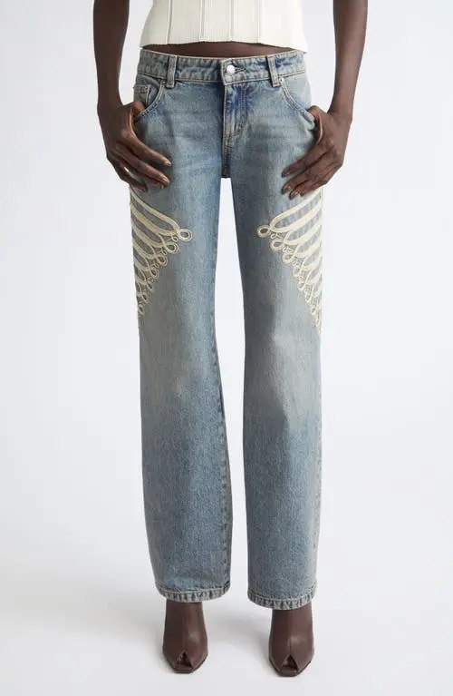 Alexander McQueen Embroidered Bootcut Jeans - Blue Midwash
