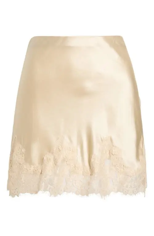 REFORMATION Silk Lace Trim Mini Skirt