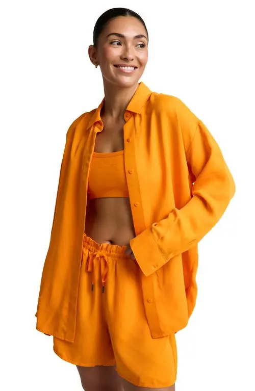 Beyond Yoga Sunkissed Cupro Button Down Shirt - Bright Citrus