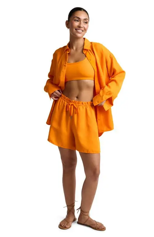 Beyond Yoga Sunkissed Cupro Button Down Shirt - Bright Citrus